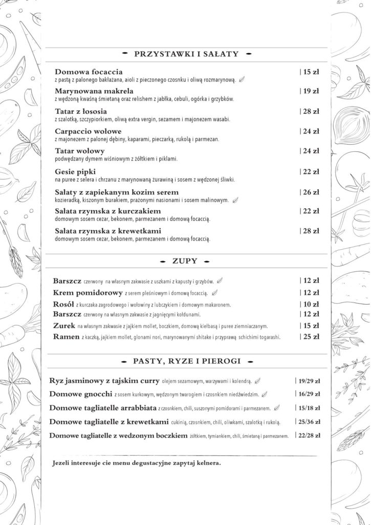 Menu | Restauracja Projekt Kuchnia w Koszalinie